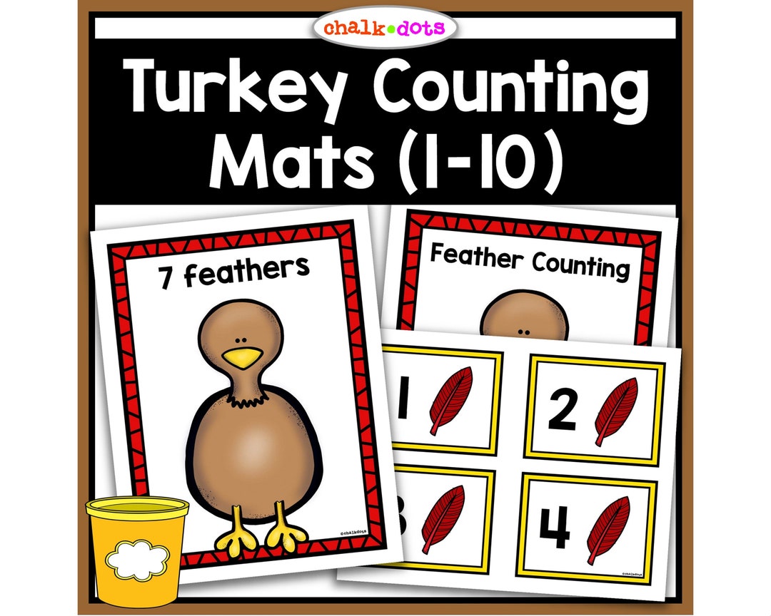 Turkey Counting Mats, Thanksgiving Number Mats, Play Dough Mats ...