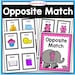 Opposite Match, Matching Game, Opposite Cards, Antonyms, Partner Cards ...