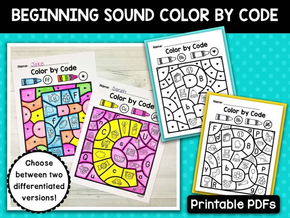 Beginning Sounds Color by Code Alphabet Printables | Etsy