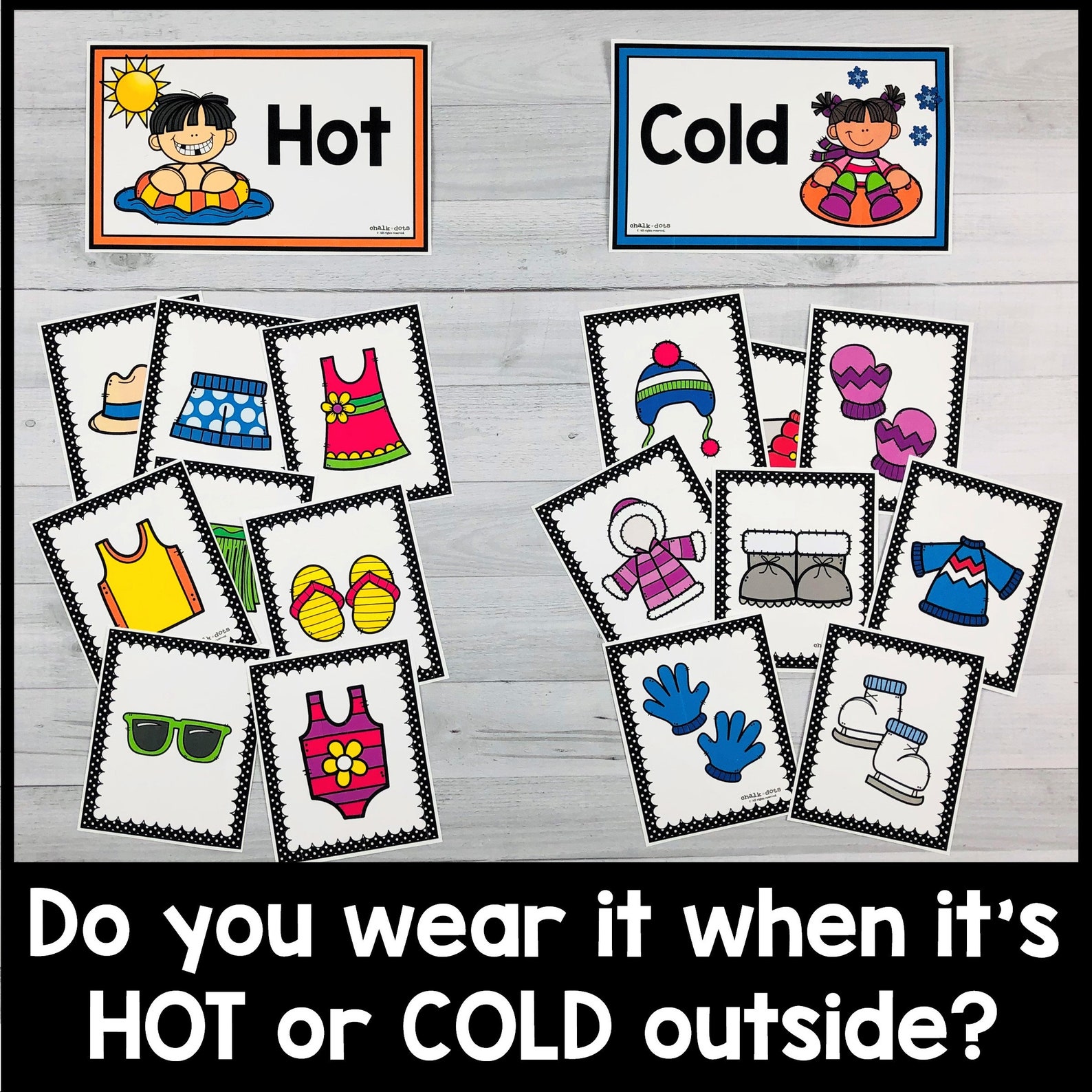 Hot and Cold Sorting, Clothing Sort, Preschool, Prek, Kindergarten ...