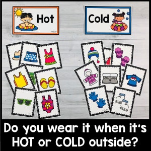 Hot and Cold Sorting, Clothing Sort, Preschool, Prek, Kindergarten ...