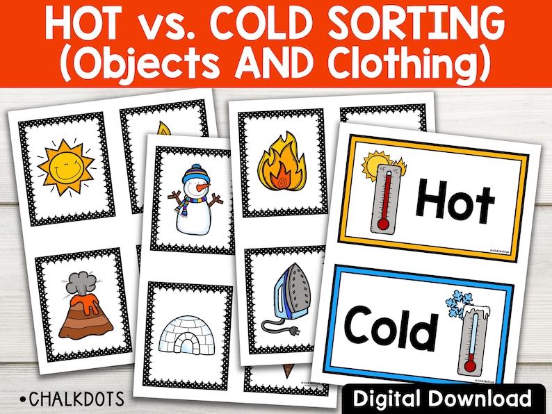 Hot and Cold Sorting Clothing Sort Preschool Prek - Etsy