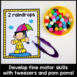 Raindrop Counting Mats, Number Mats, Play Dough Mats, Numbers, Counting ...