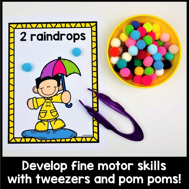 Raindrop Counting Mats, Number Mats, Play Dough Mats, Numbers, Counting ...