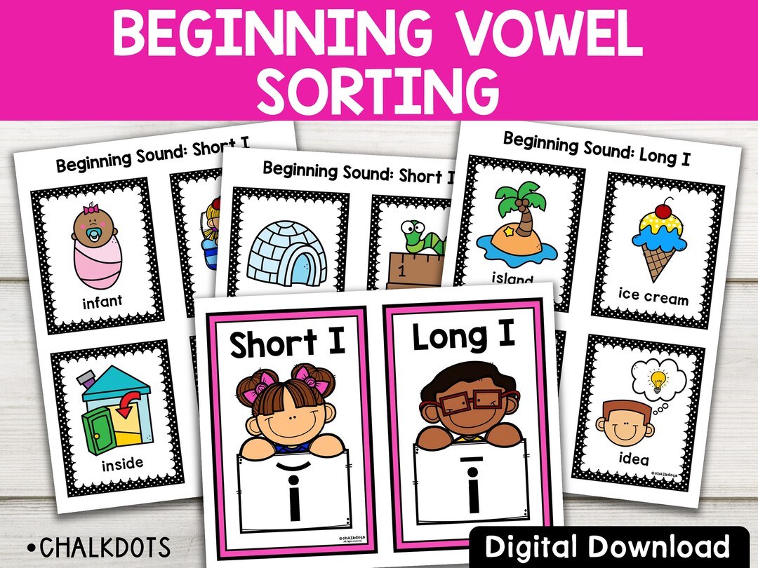 Vowel Sorting Activity Beginning Sounds Short and Long Vowel - Etsy