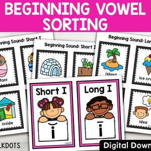 Vowel Sorting Activity Beginning Sounds Short and Long Vowel - Etsy