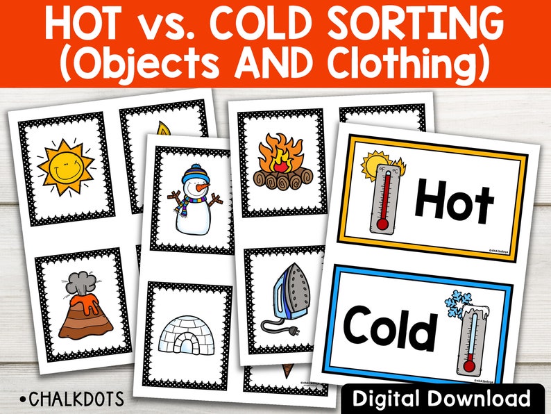 Hot and Cold Sorting Clothing Sort Preschool Prek - Etsy
