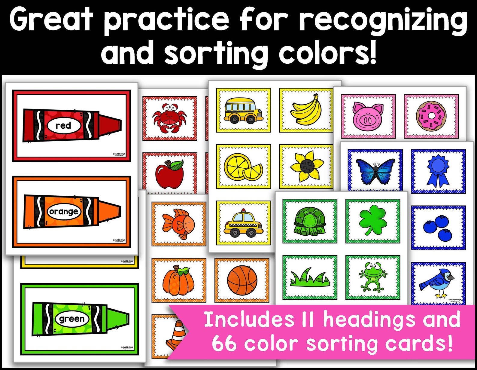 Color Sort, Color Recognition, Learning the Colors, Color Sorting Cards ...