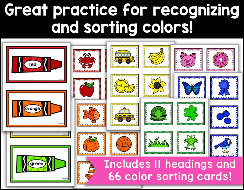 Color Sort, Color Recognition, Learning the Colors, Color Sorting Cards ...
