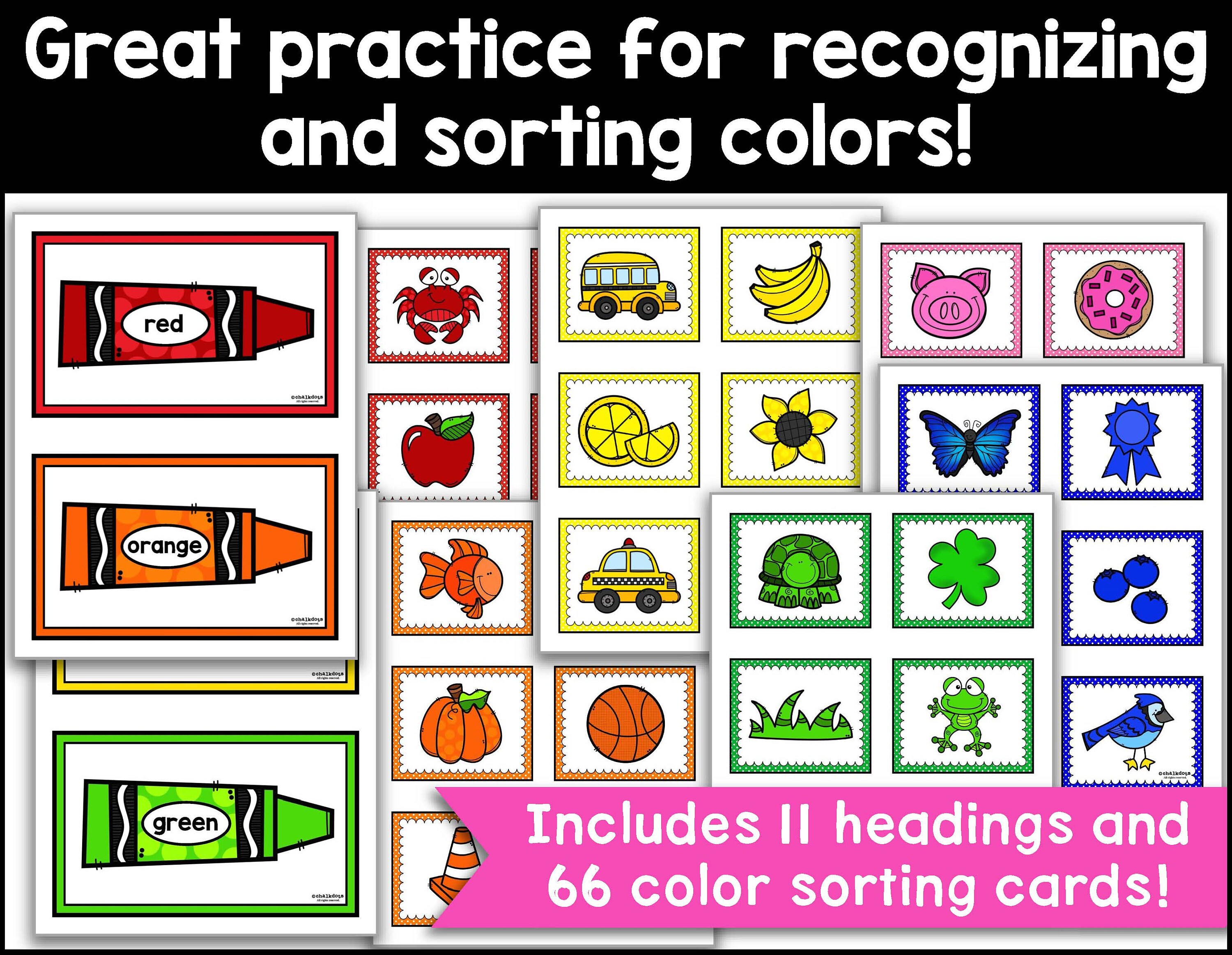 Color Sort, Color Recognition, Learning the Colors, Color Sorting Cards ...