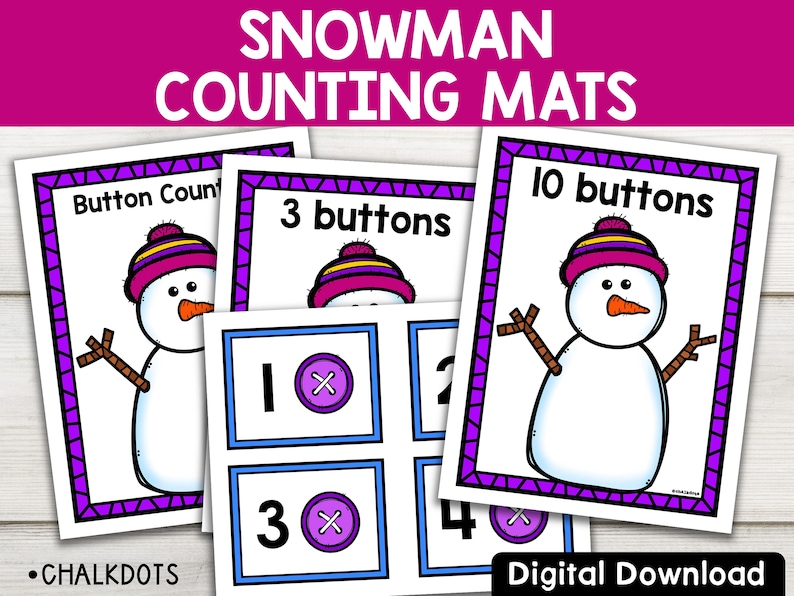Snowman Counting Mats Number Mats Play Dough Mats Numbers - Etsy