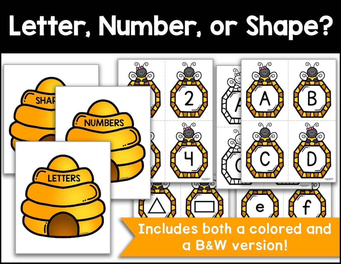 Letters, Numbers, and Shapes Sort, Sorting Activity, Letter Cards ...