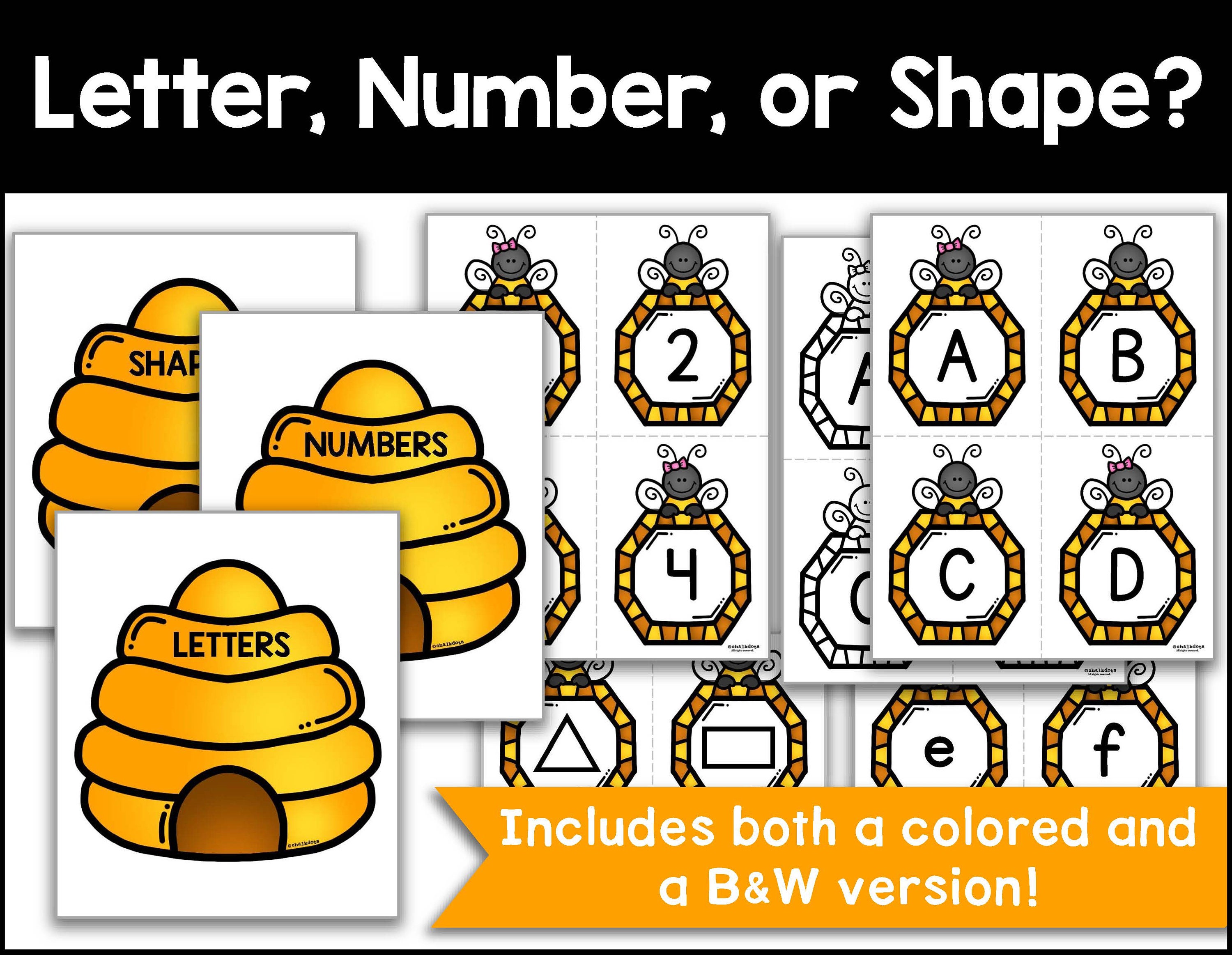 Letters, Numbers, and Shapes Sort, Sorting Activity, Letter Cards ...