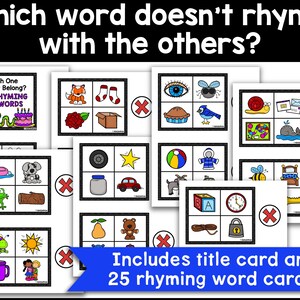Rhyming Words, Rhyming Words Activity, Which Rhyming Word Doesn't ...
