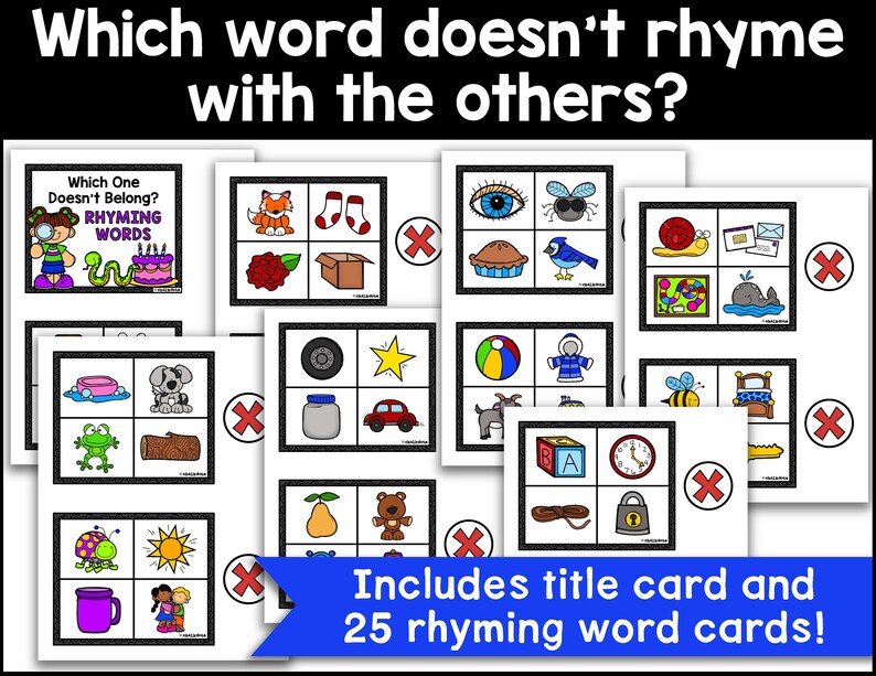 Rhyming Words, Rhyming Words Activity, Which Rhyming Word Doesn't ...