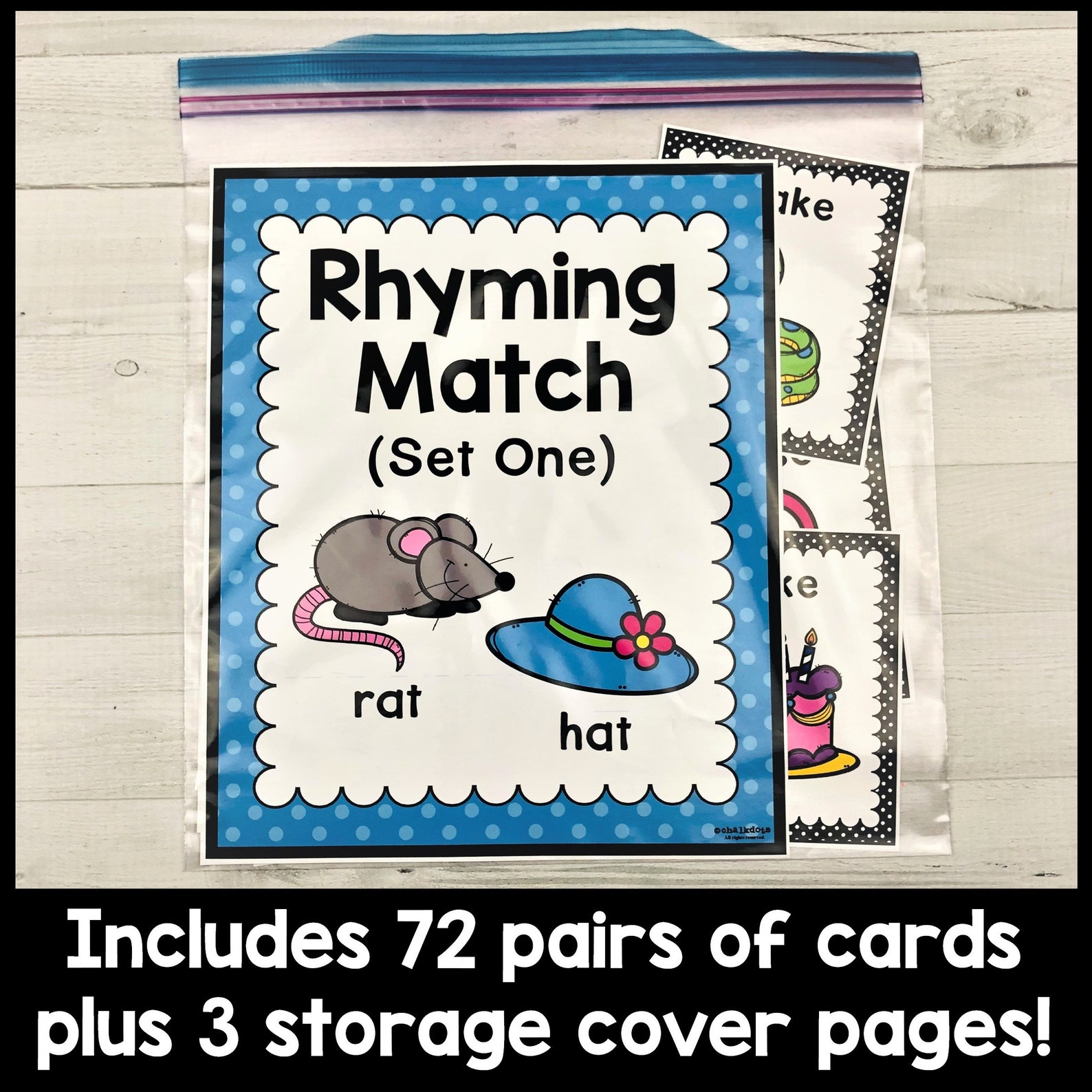 Rhyming Words, Rhyming Cards, Matching Game, Partner Cards, Preschool ...
