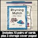 Rhyming Words, Rhyming Cards, Matching Game, Partner Cards, Preschool ...