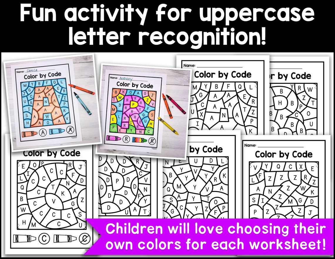 Uppercase Letter Recognition, Color by Code, Uppercase Letters ...