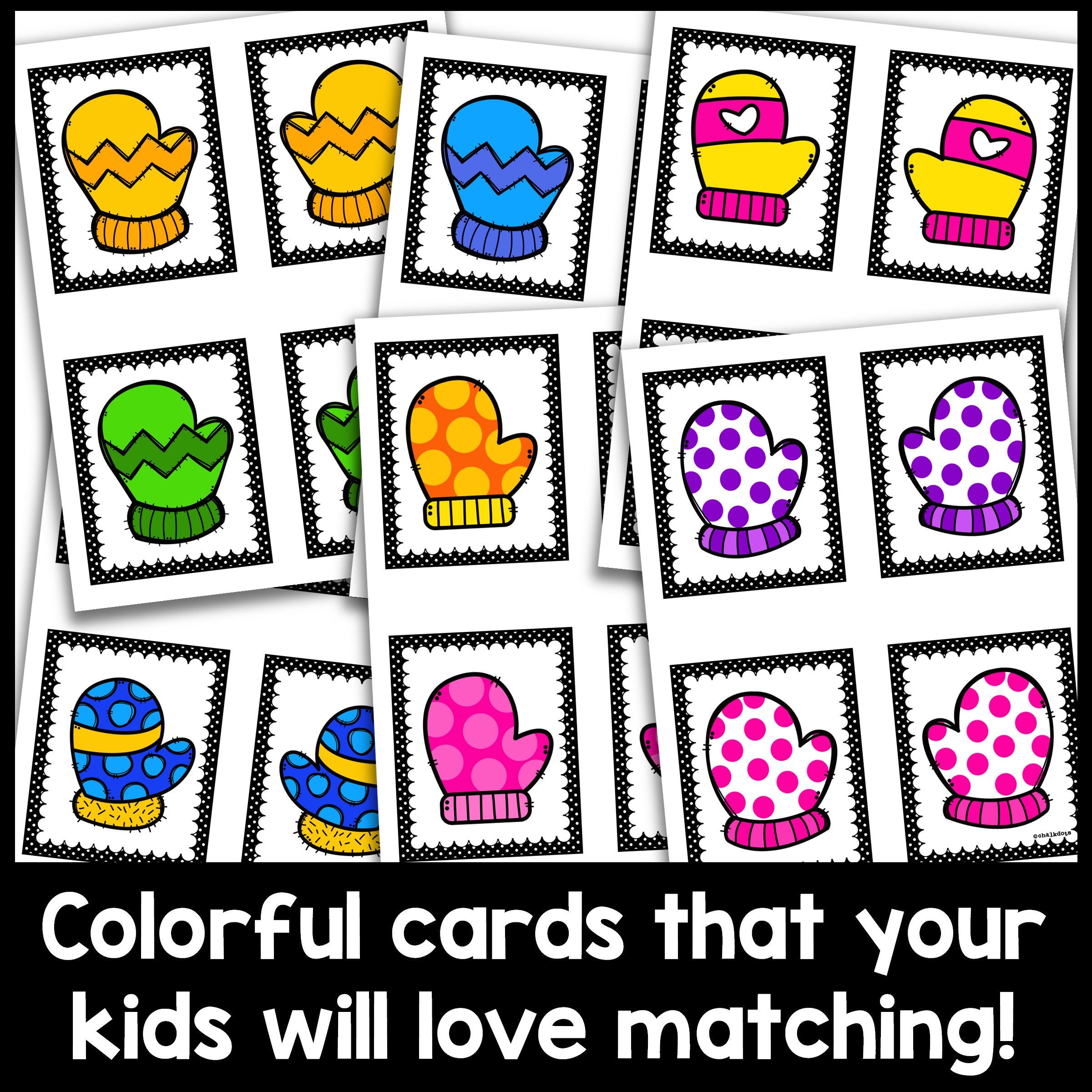 Mitten Match Cards, Mitten Matching Game, Memory Match, Preschool ...