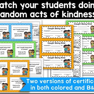 Caught Being Kind Certificates, Random Acts of Kindness Cards ...