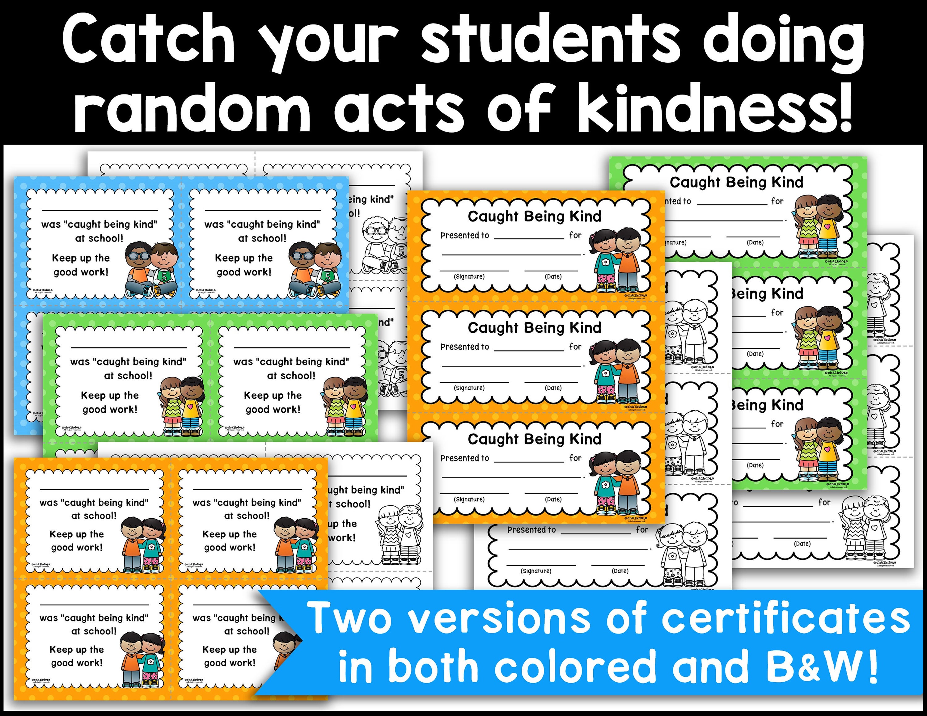 Caught Being Kind Certificates, Random Acts of Kindness Cards ...