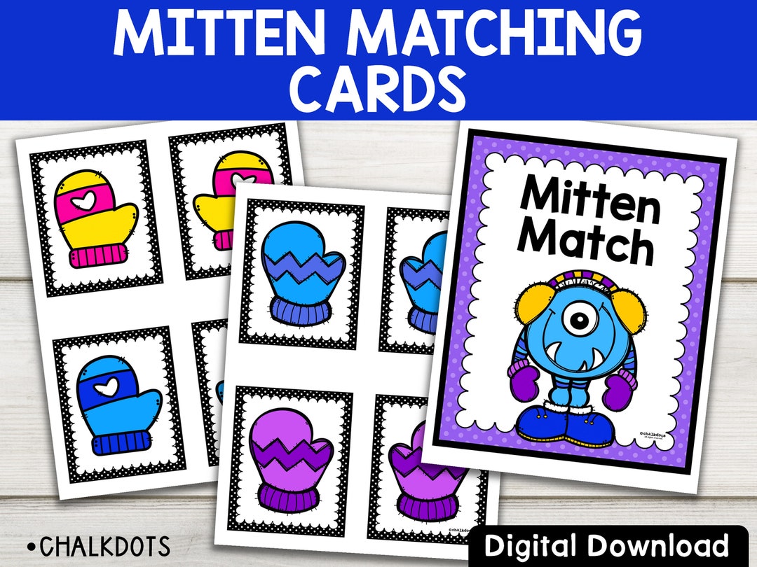 Mitten Match Cards Mitten Matching Game Memory Match - Etsy