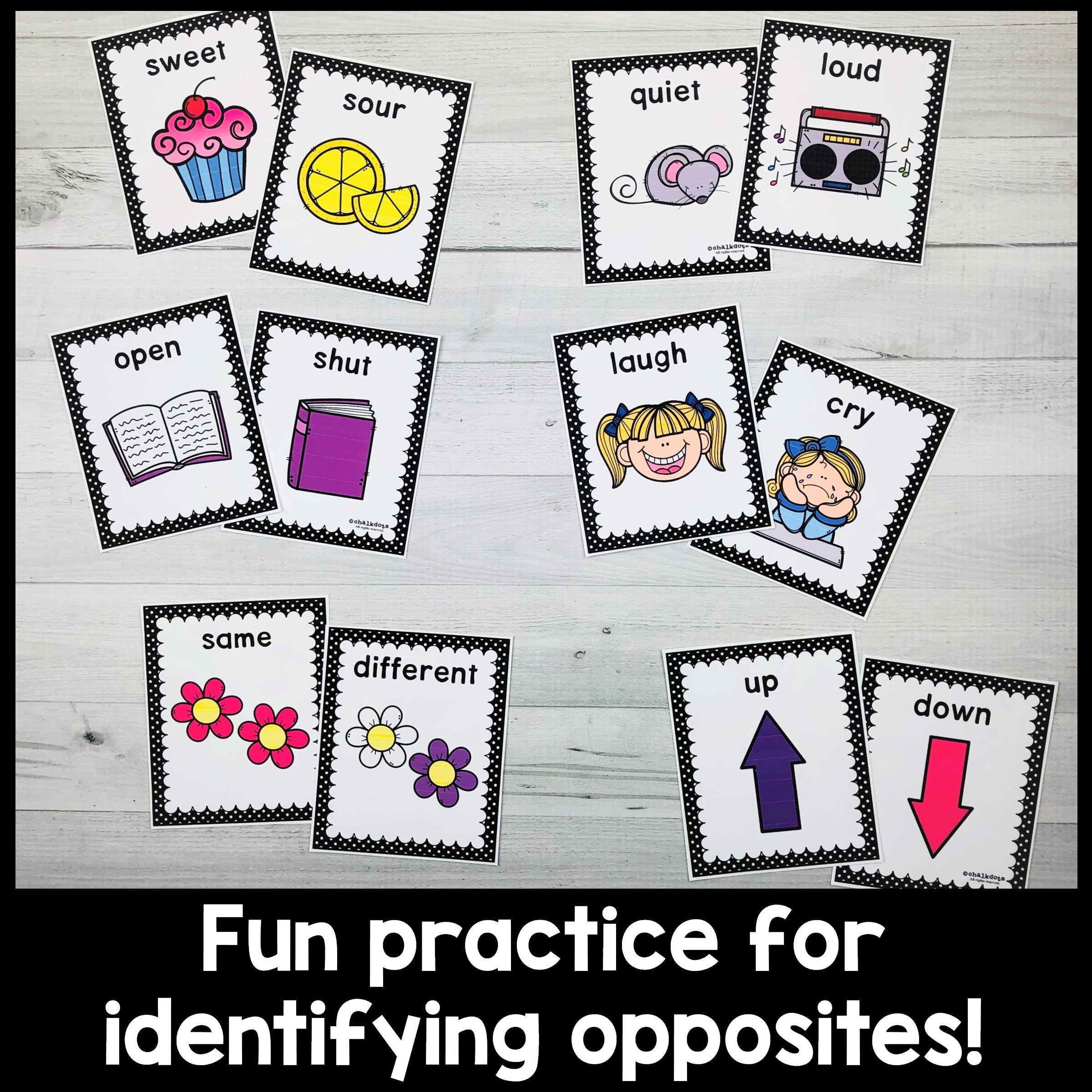 Opposite Match, Matching Game, Opposite Cards, Antonyms, Partner Cards ...