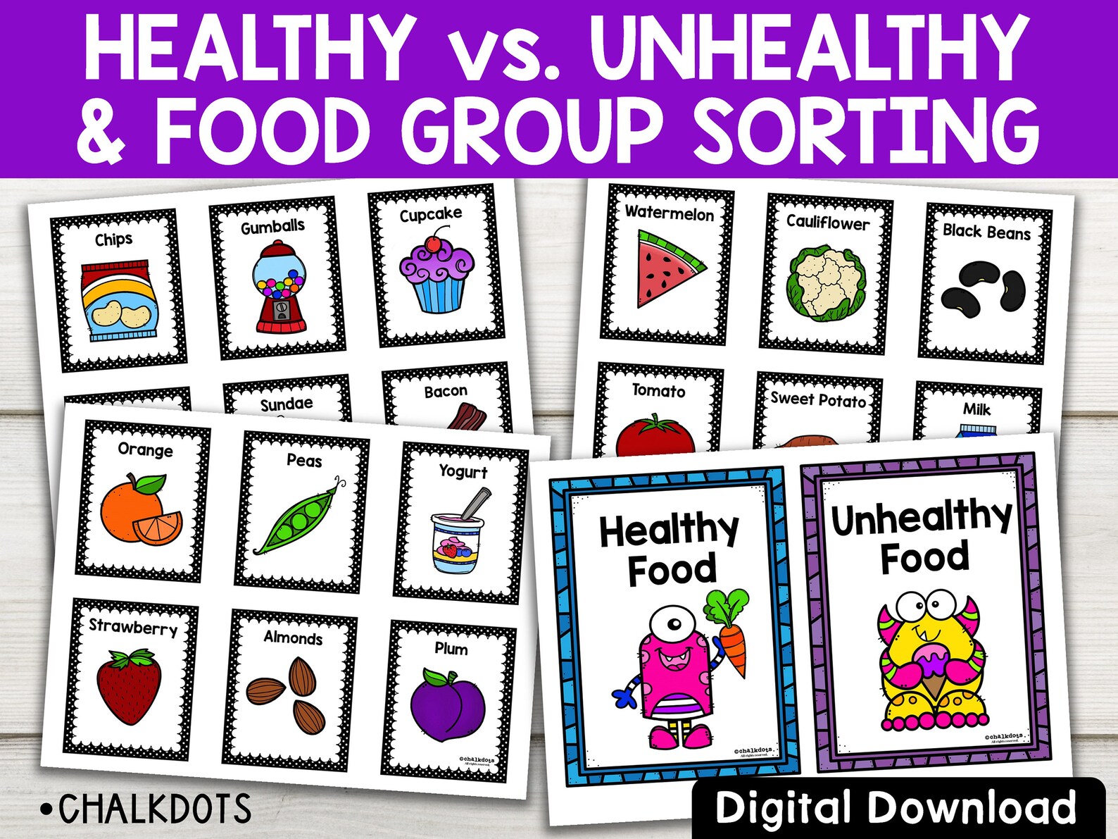Food Group Sorting Healthy Vs. Unhealthy Food Sorting - Etsy