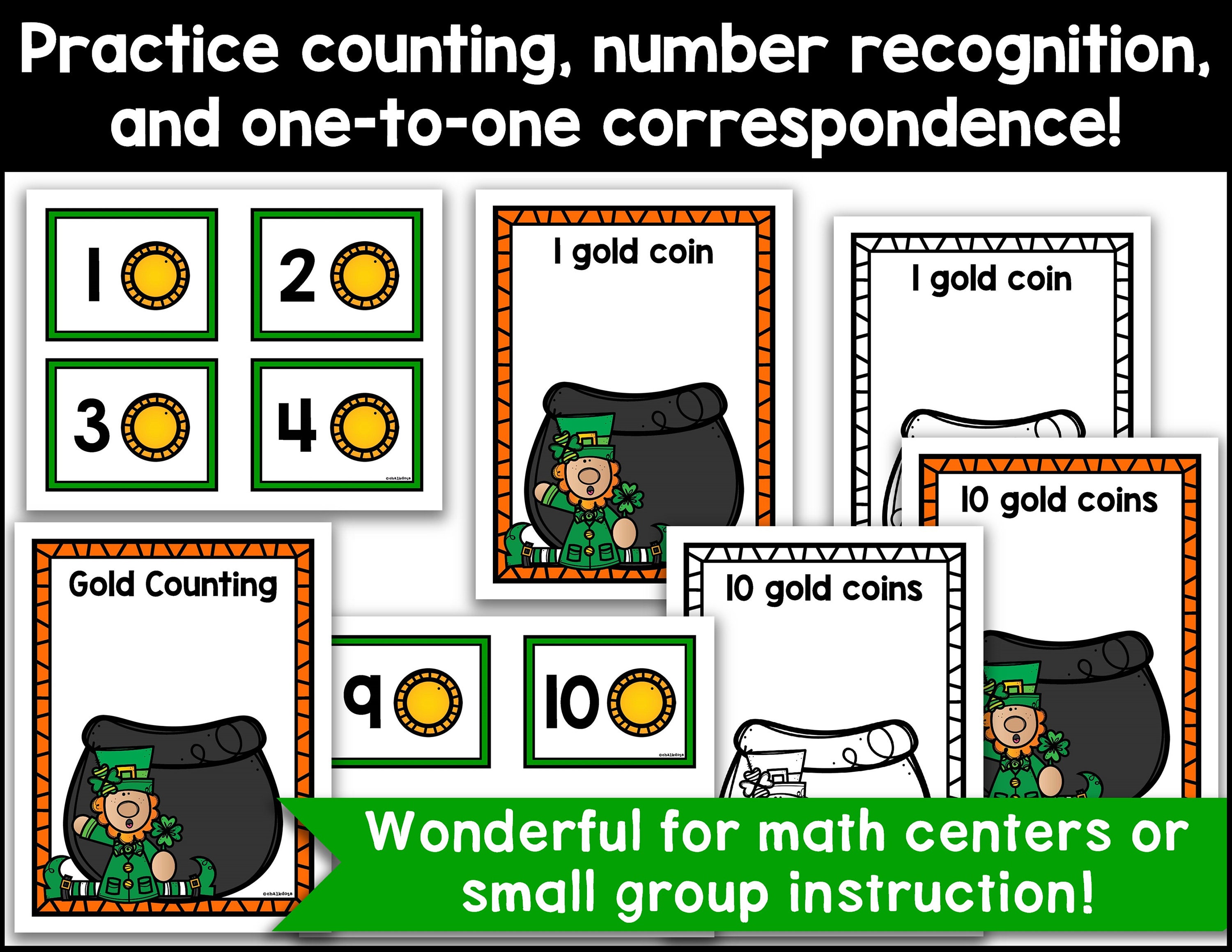 St. Patrick's Day Counting Mats, Number Mats, Play Dough Mats, Numbers ...
