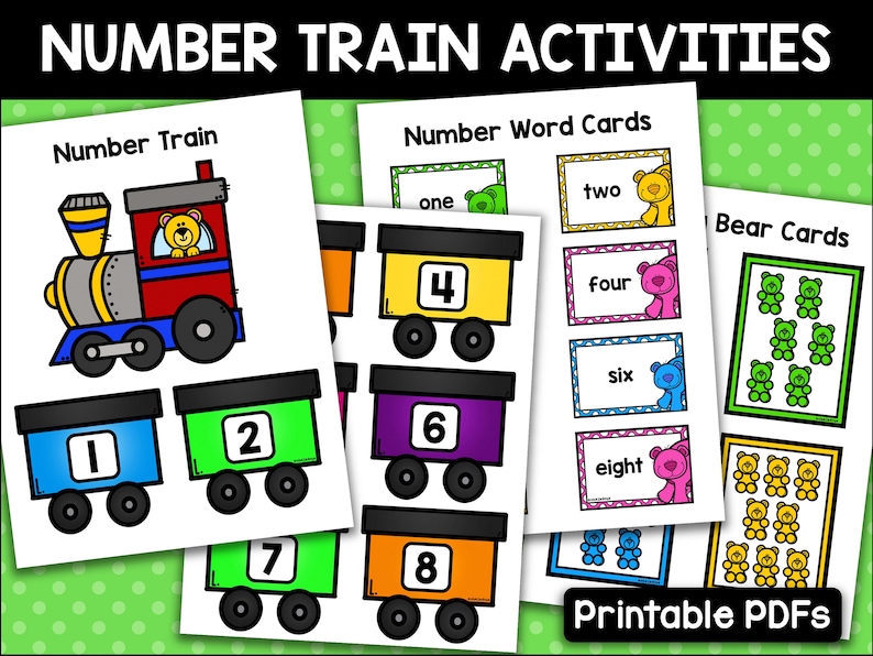 Number Train Number Activities Counting Number Recognition | Etsy