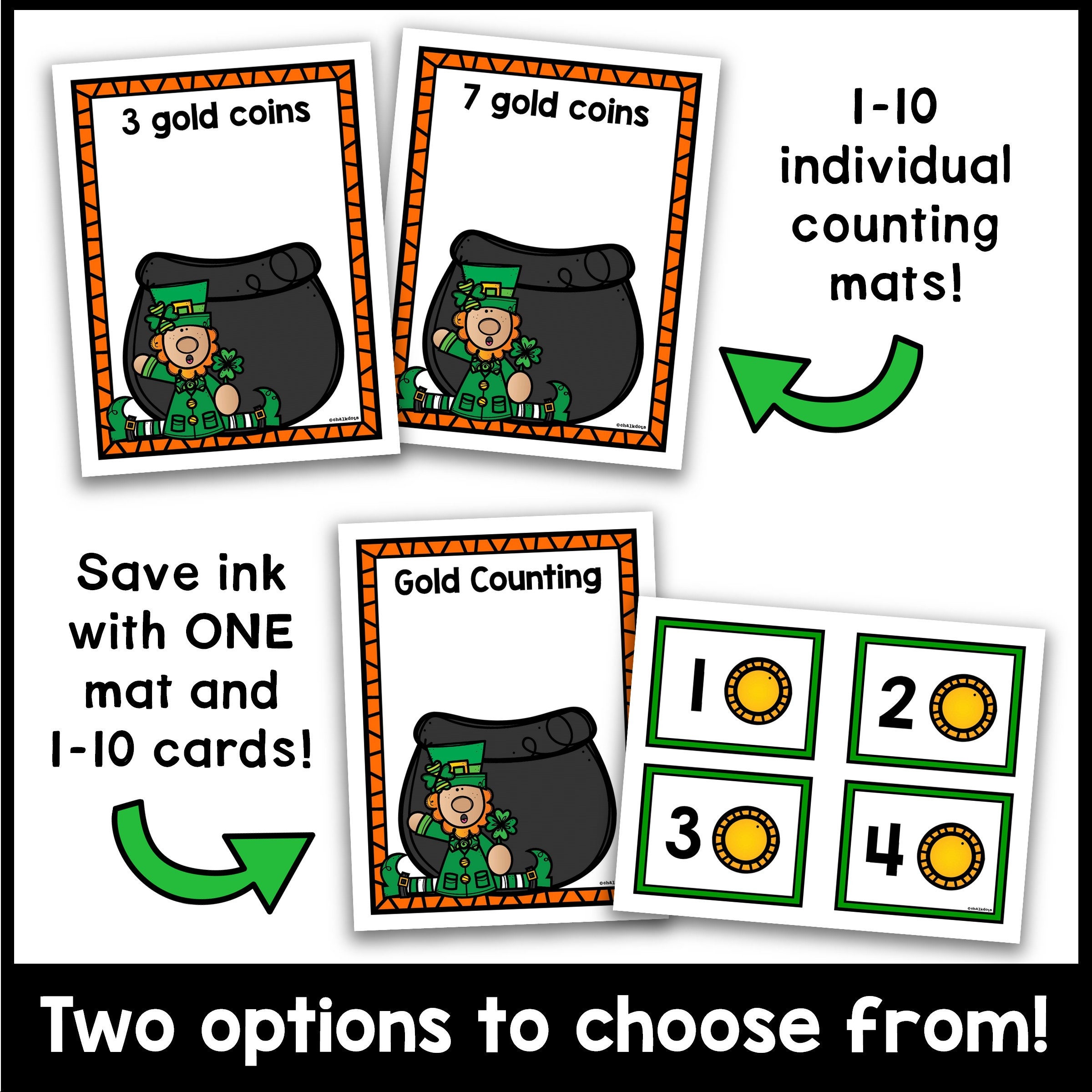 St. Patrick's Day Counting Mats, Number Mats, Play Dough Mats, Numbers ...