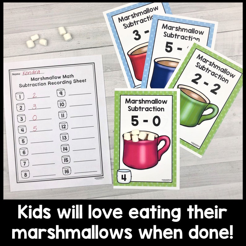 Marshmallow Math, Addition to Ten, Subtraction to Ten, Kindergarten ...