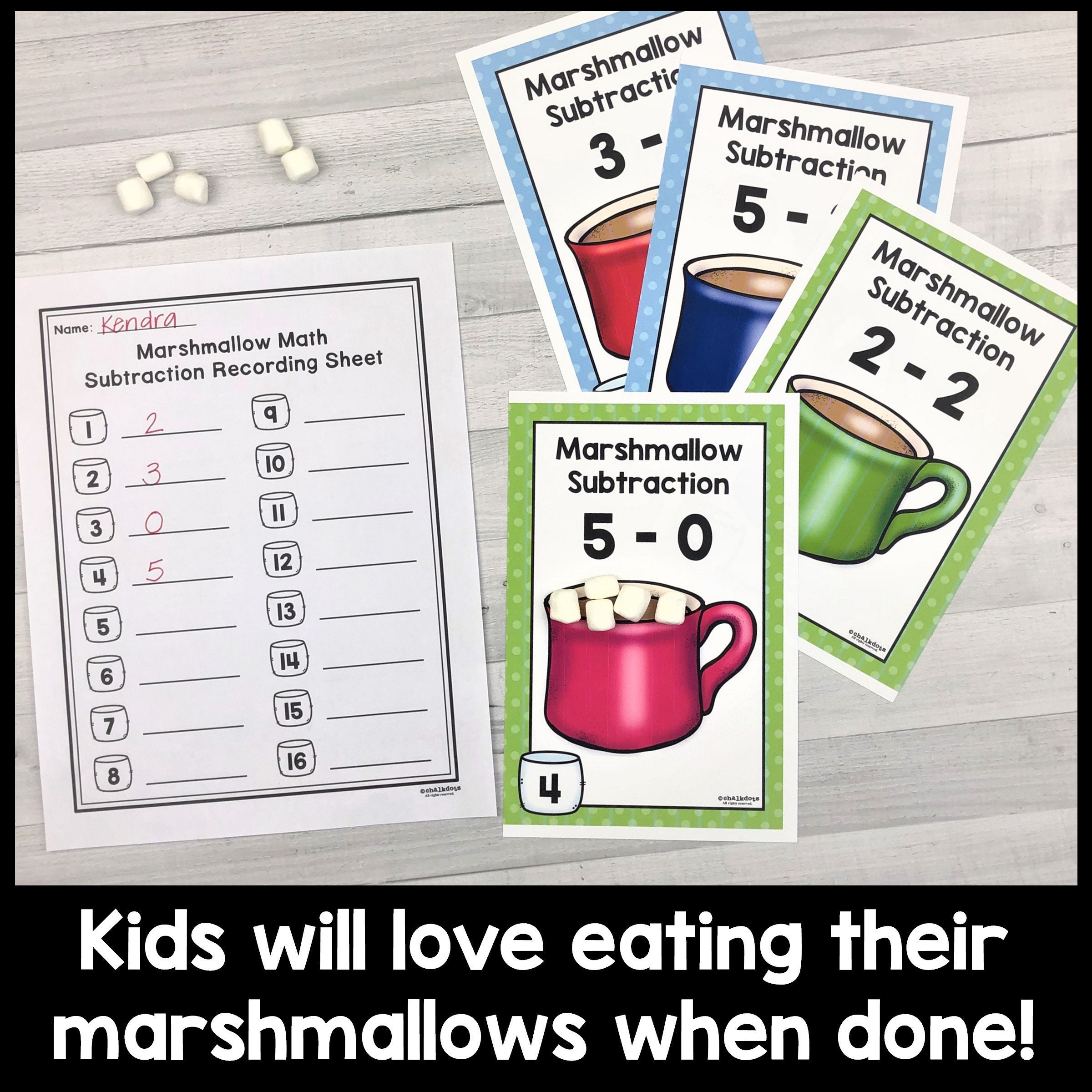Marshmallow Math, Addition to Ten, Subtraction to Ten, Kindergarten ...