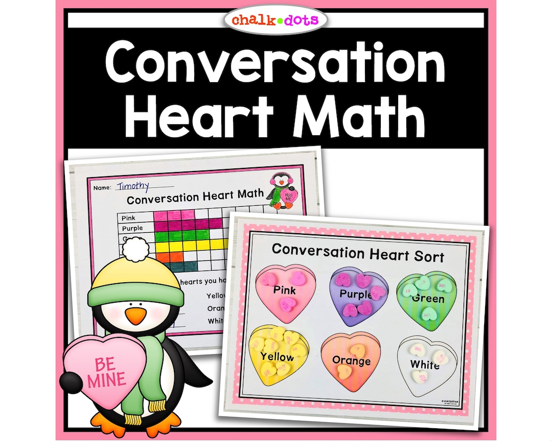 Valentine's Day Candy Heart Math Activities, Conversation Heart ...