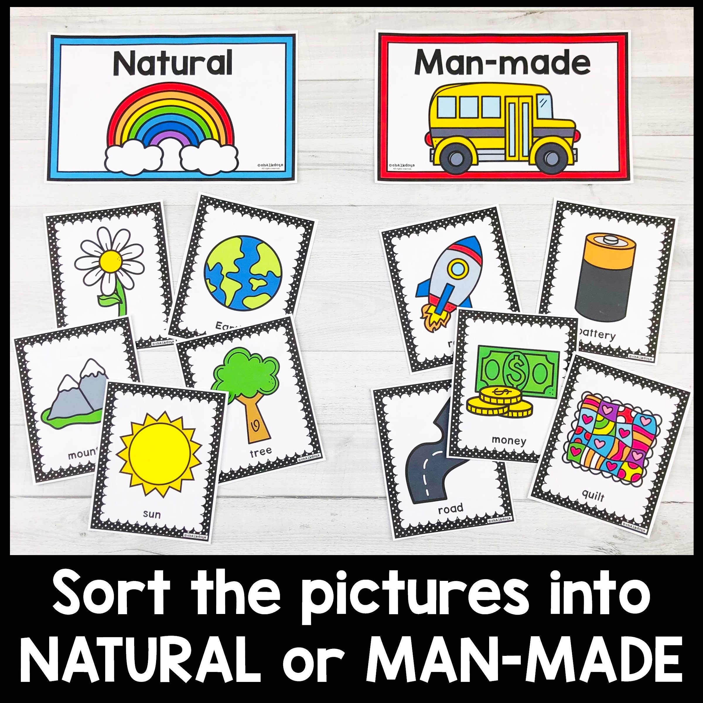 Natural Vs Man-made Sort, Science Center, Circle Time Activity ...