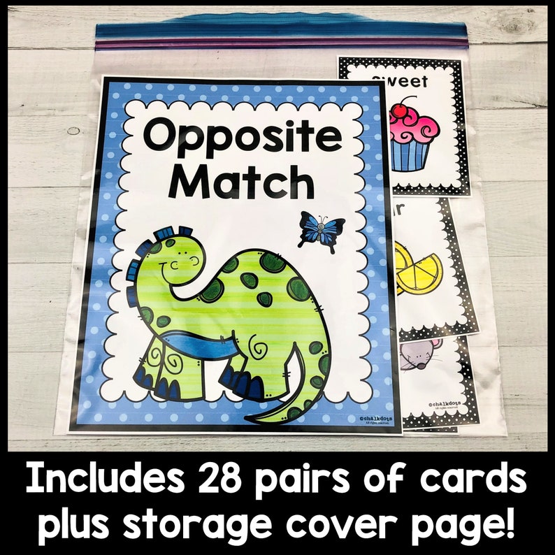 Opposite Match, Matching Game, Opposite Cards, Antonyms, Partner Cards ...