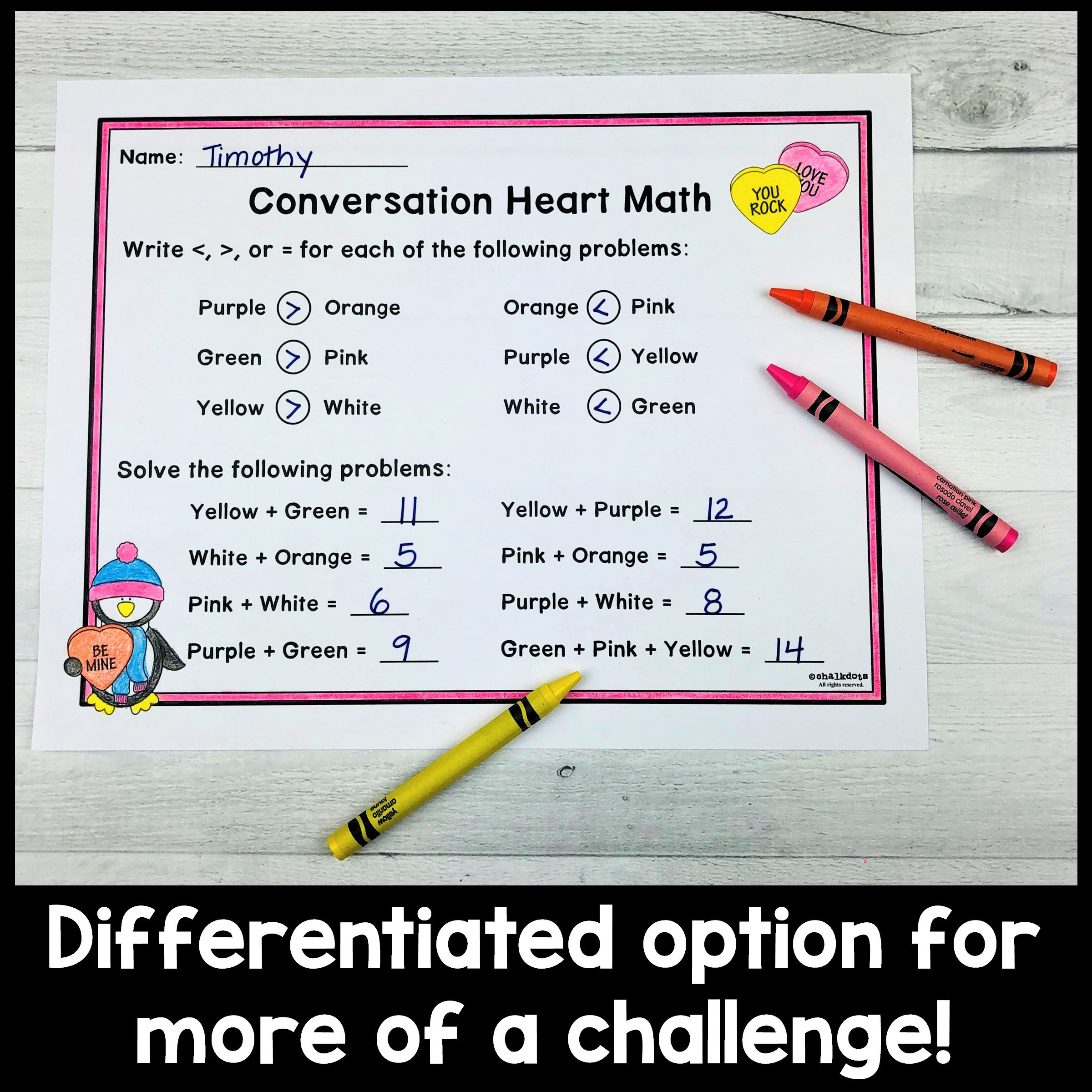 Valentine's Day Candy Heart Math Activities, Conversation Heart ...