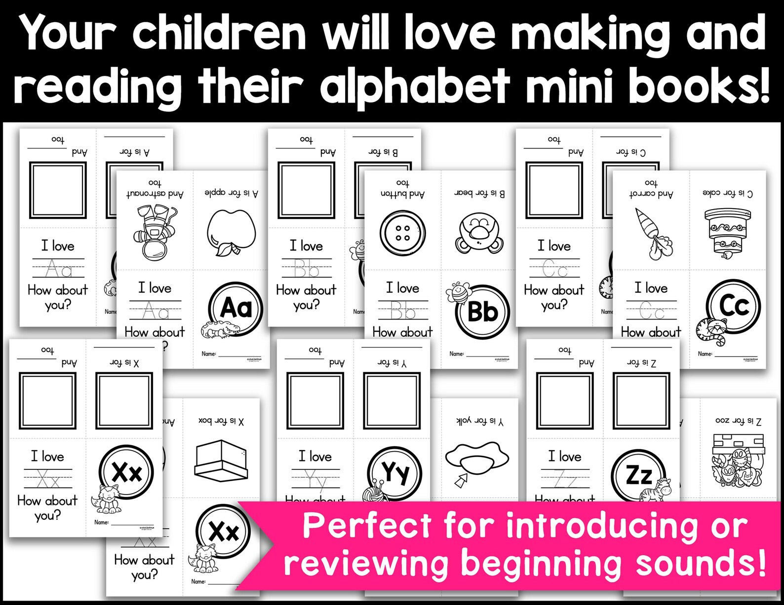 Alphabet Mini Books, Beginning Sounds, Phonics, Printables, Letter ...