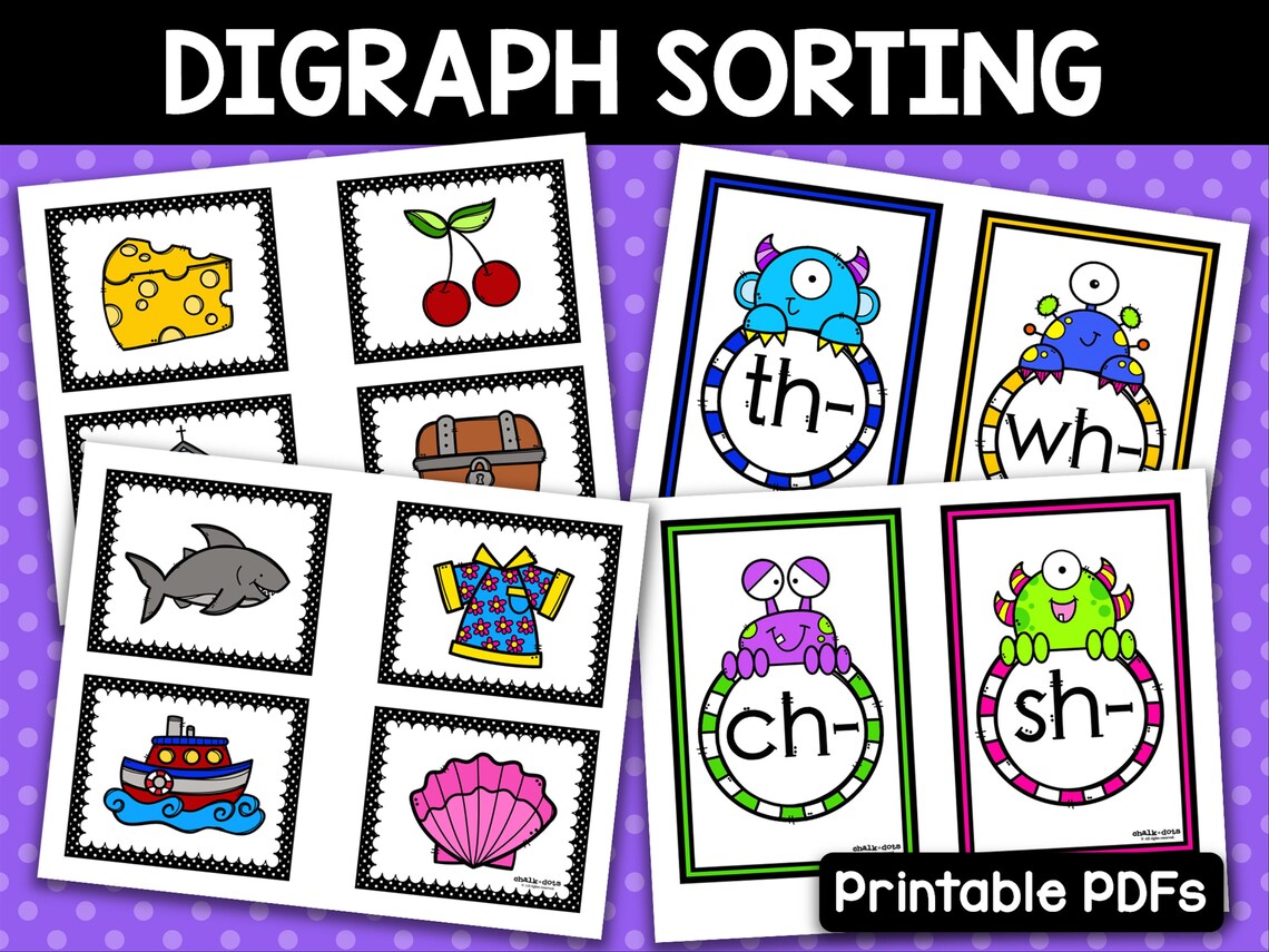 Digraph Sort Beginning Digraphs Digraph Sorting Cards - Etsy