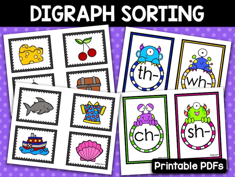 Digraph Sort Beginning Digraphs Digraph Sorting Cards | Etsy