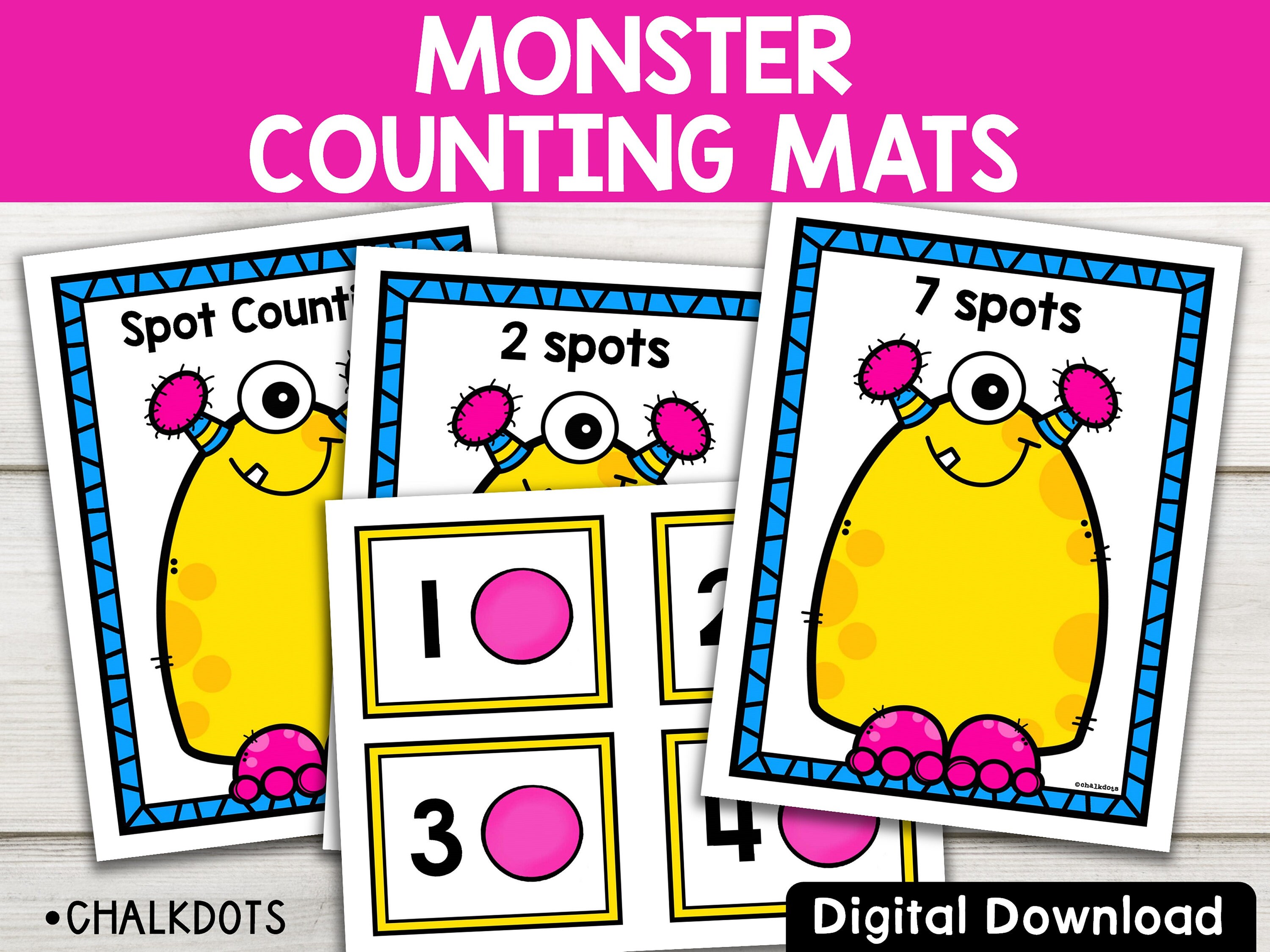 Monster Counting Mats Number Mats Play Dough Mats Numbers - Etsy