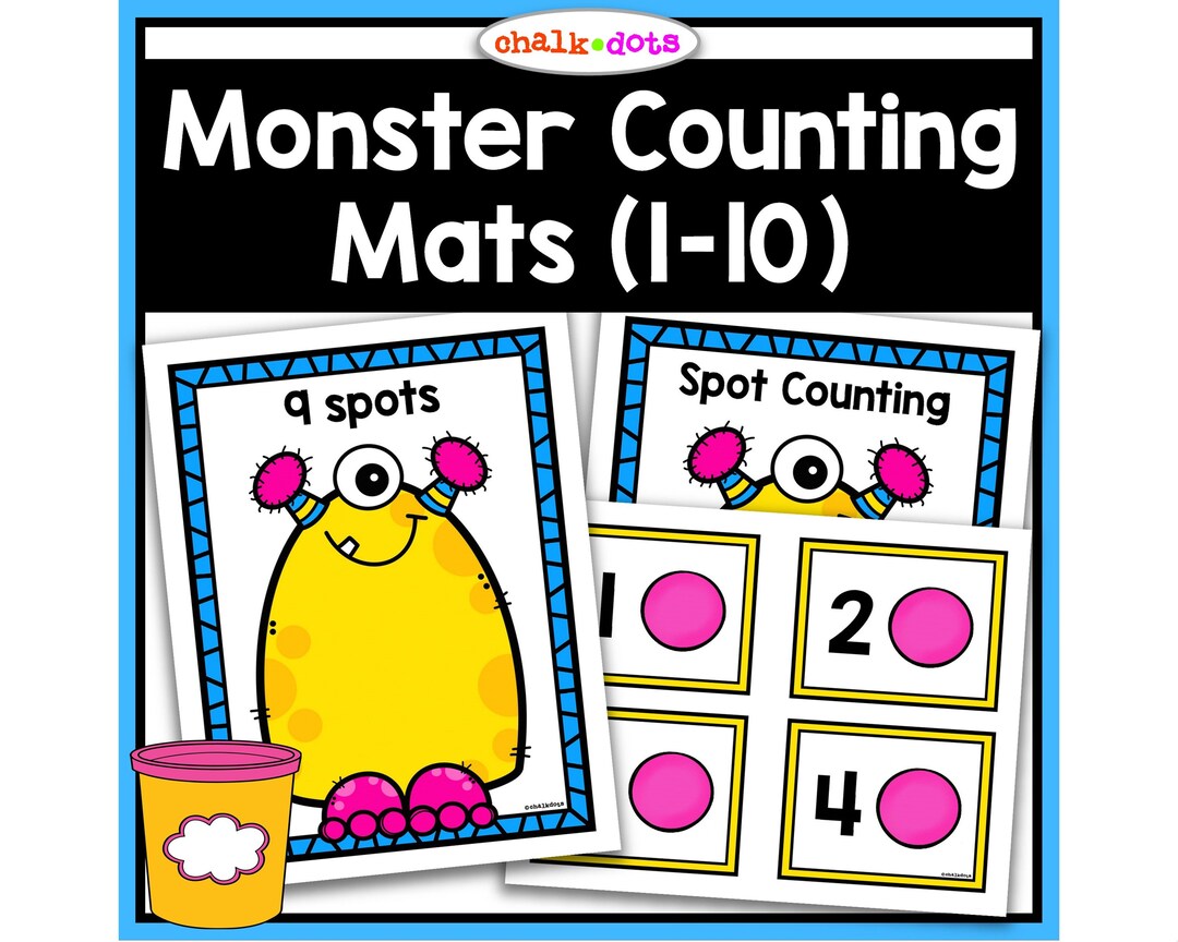 Monster Counting Mats, Number Mats, Play Dough Mats, Numbers, Counting ...