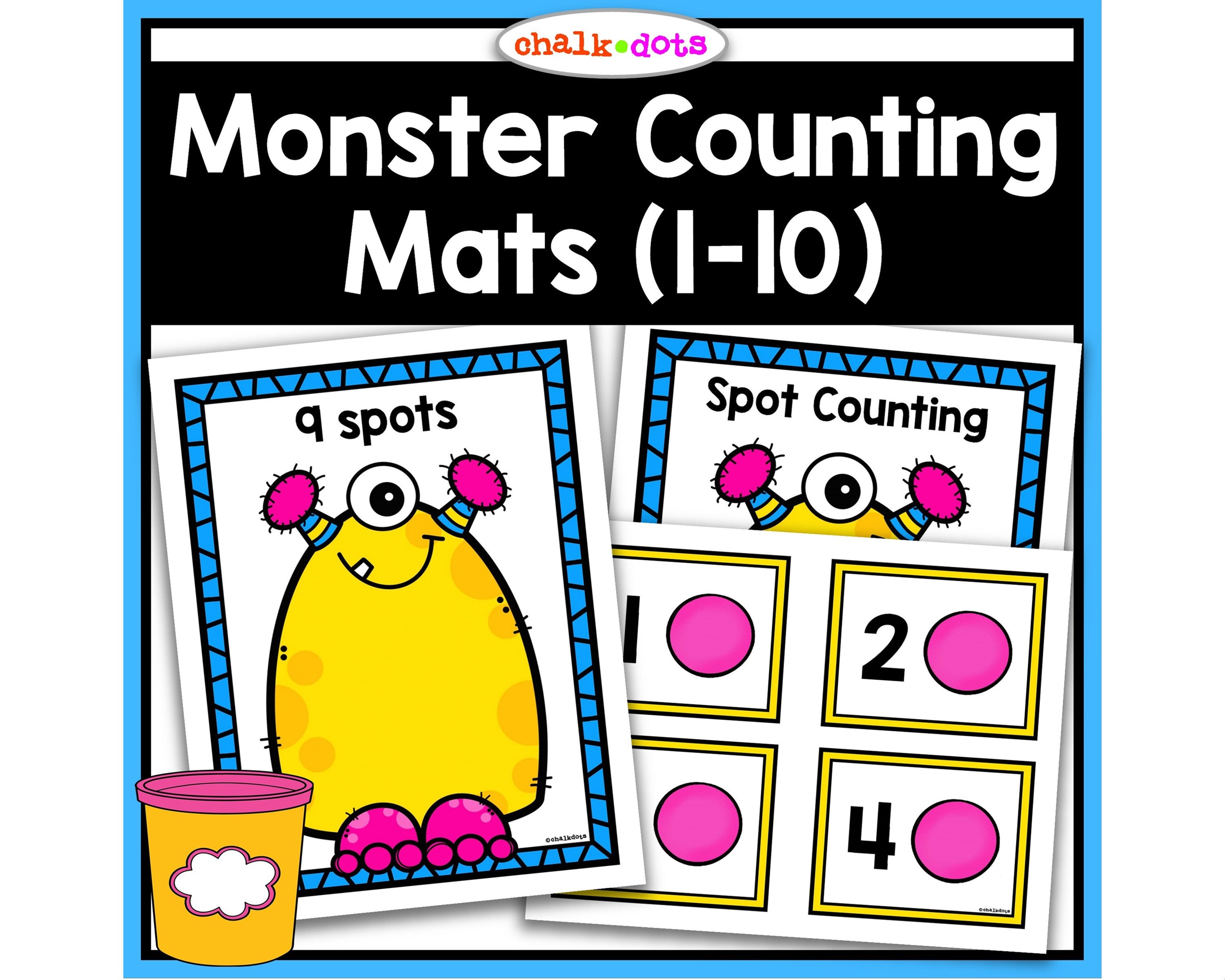Monster Counting Mats, Number Mats, Play Dough Mats, Numbers, Counting ...