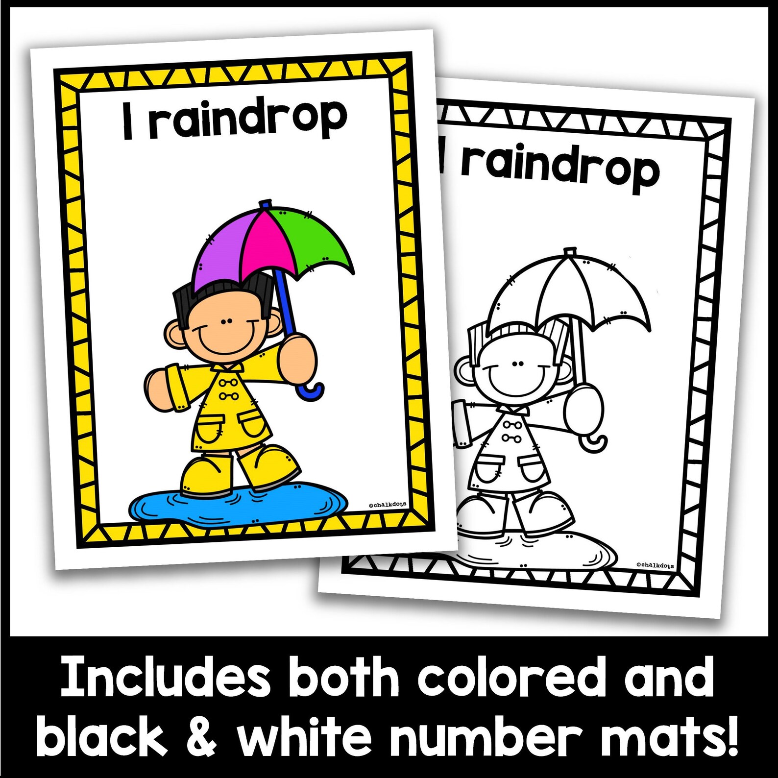Raindrop Counting Mats, Number Mats, Play Dough Mats, Numbers, Counting ...