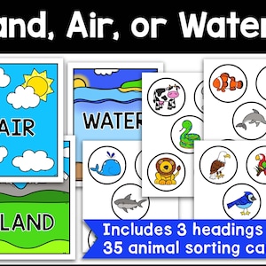 Animal Sort, Air, Land, & Water Animals, Animal Sorting Activity ...
