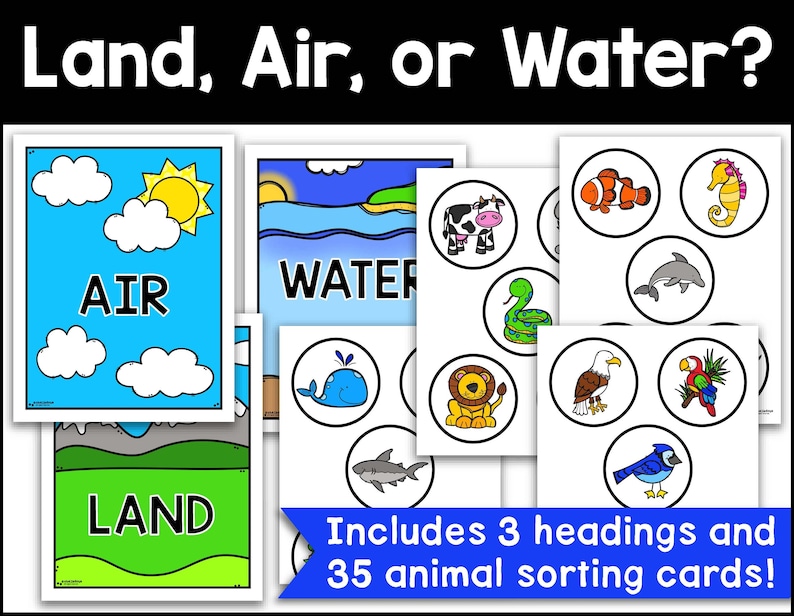 Animal Sort, Air, Land, & Water Animals, Animal Sorting Activity ...