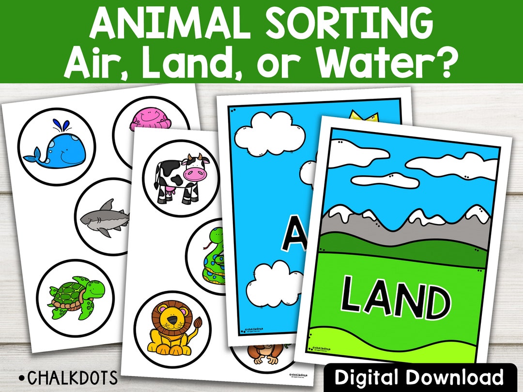 Animal Sort Air Land & Water Animals Animal Sorting - Etsy
