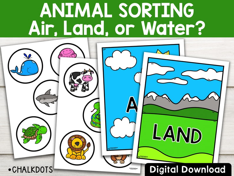Animal Sort Air Land & Water Animals Animal Sorting - Etsy