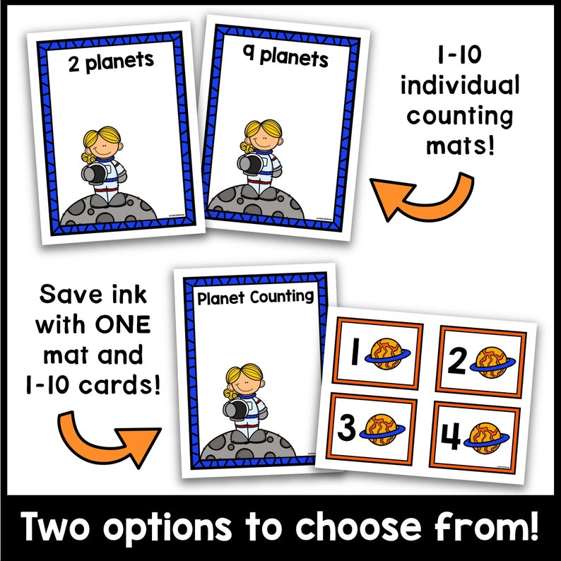 Planet Counting Mats, Number Mats, Play Dough Mats, Numbers 1-10 ...