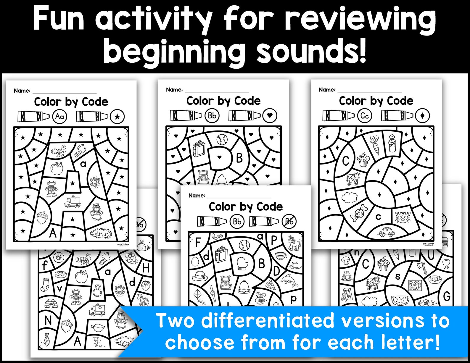 Beginning Sounds, Color by Code, Alphabet Printables, Initial Sounds ...